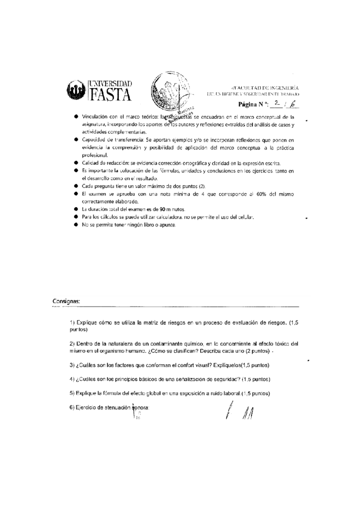 Exam de seguridad - examen final - Licenciatura en Higiene y Seguridad ...