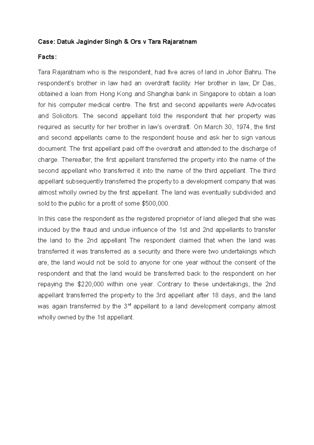 Case review rajinder singh & ors - Case: Datuk Jaginder Singh & Ors v ...