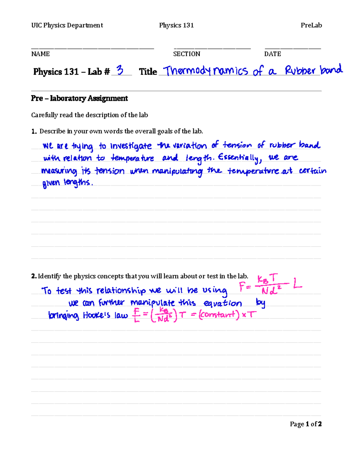 Lab 1 Boyle's Law - UIC Physics Department Physics 131 PreLab Page 1 of ...