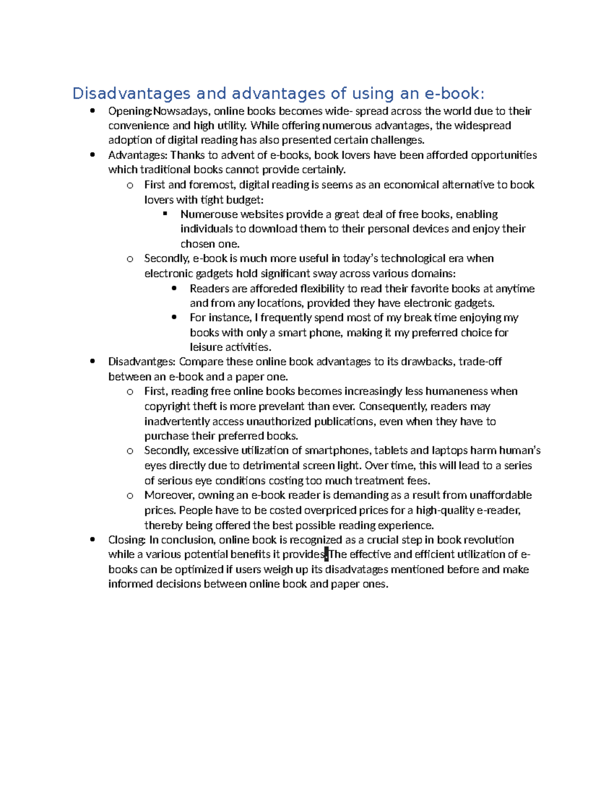 E-book - dis and ad of e book - Disadvantages and advantages of using ...