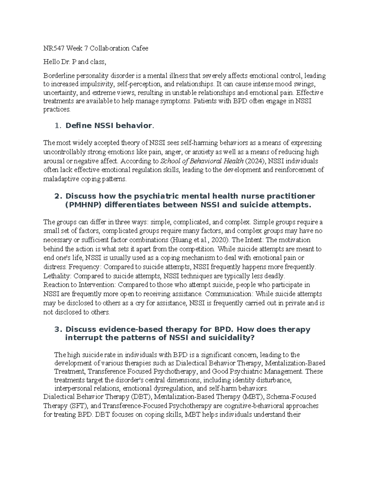 NR547 Week 7 Collaboration Cafee - NR547 Week 7 Collaboration Cafee Hello Dr. P and class, - Studocu