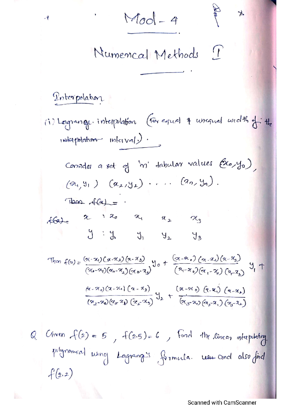 Mod 4 Maths Lecture Notes Probability Statistics And Numerical