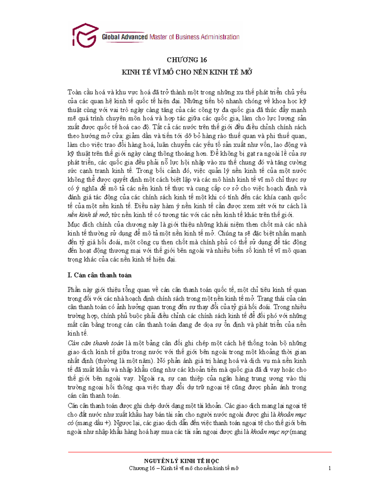 Chuong 16 Kinh te vi mo cho nen kinh te mo - NGUY N L› KINH T¾ HàC CH ̄ƠNG 16 KINH T¾ V) M‘ CHO ...