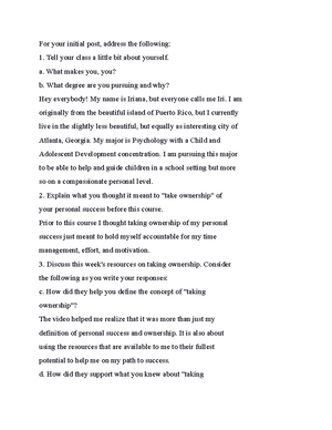 Module 5 Checklist - Module 5 Checklist: Module Introduction: a. Read it! b. Write down learning ...