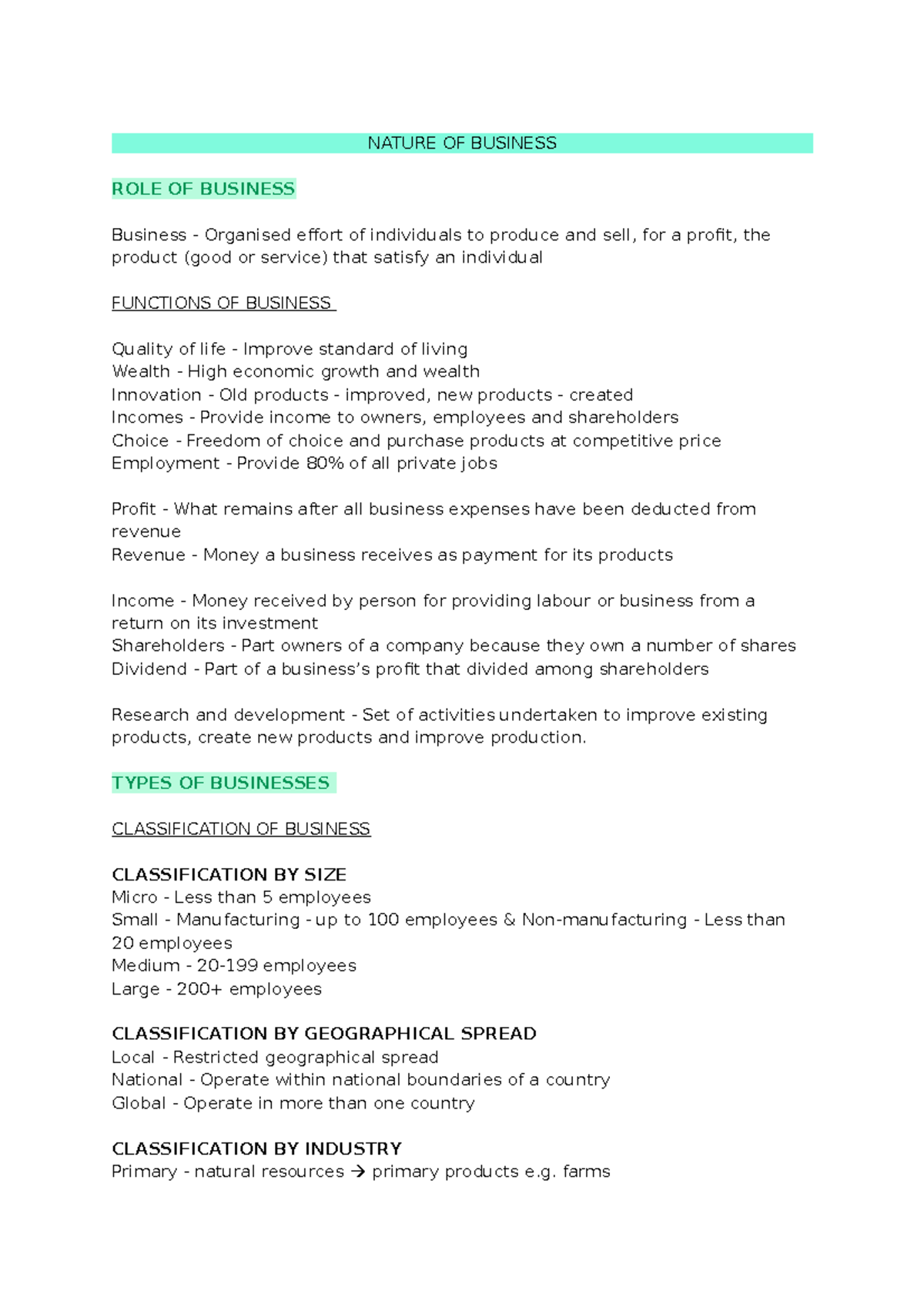 Business Summary - NATURE OF BUSINESS ROLE OF BUSINESS Business ...