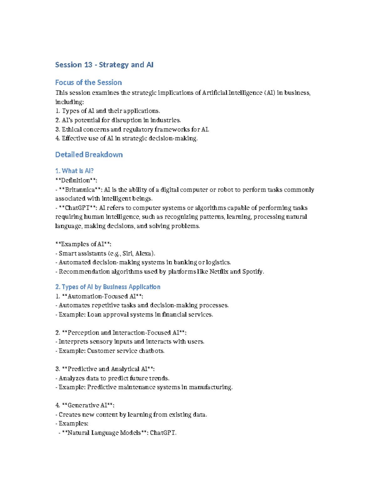 Session 13 Strategy and AI Study Guide - Session 13 - Strategy and AI ...
