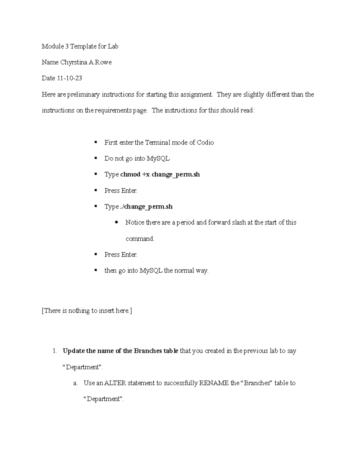 3-2 lab table joins - Module 3 Template for Lab Name Chyrstina A Rowe ...