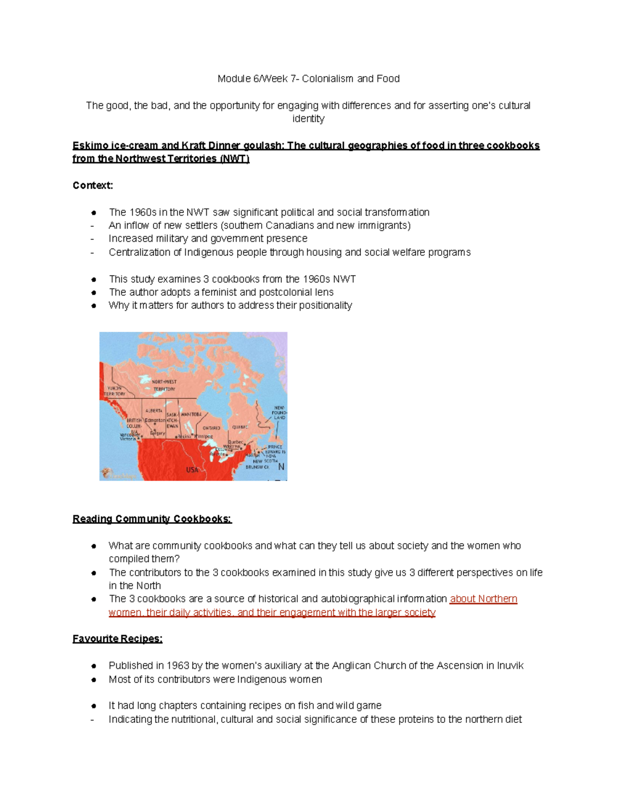 Module 6 Week 7- Colonialism and Food - Apple pie) It contains recipes ...
