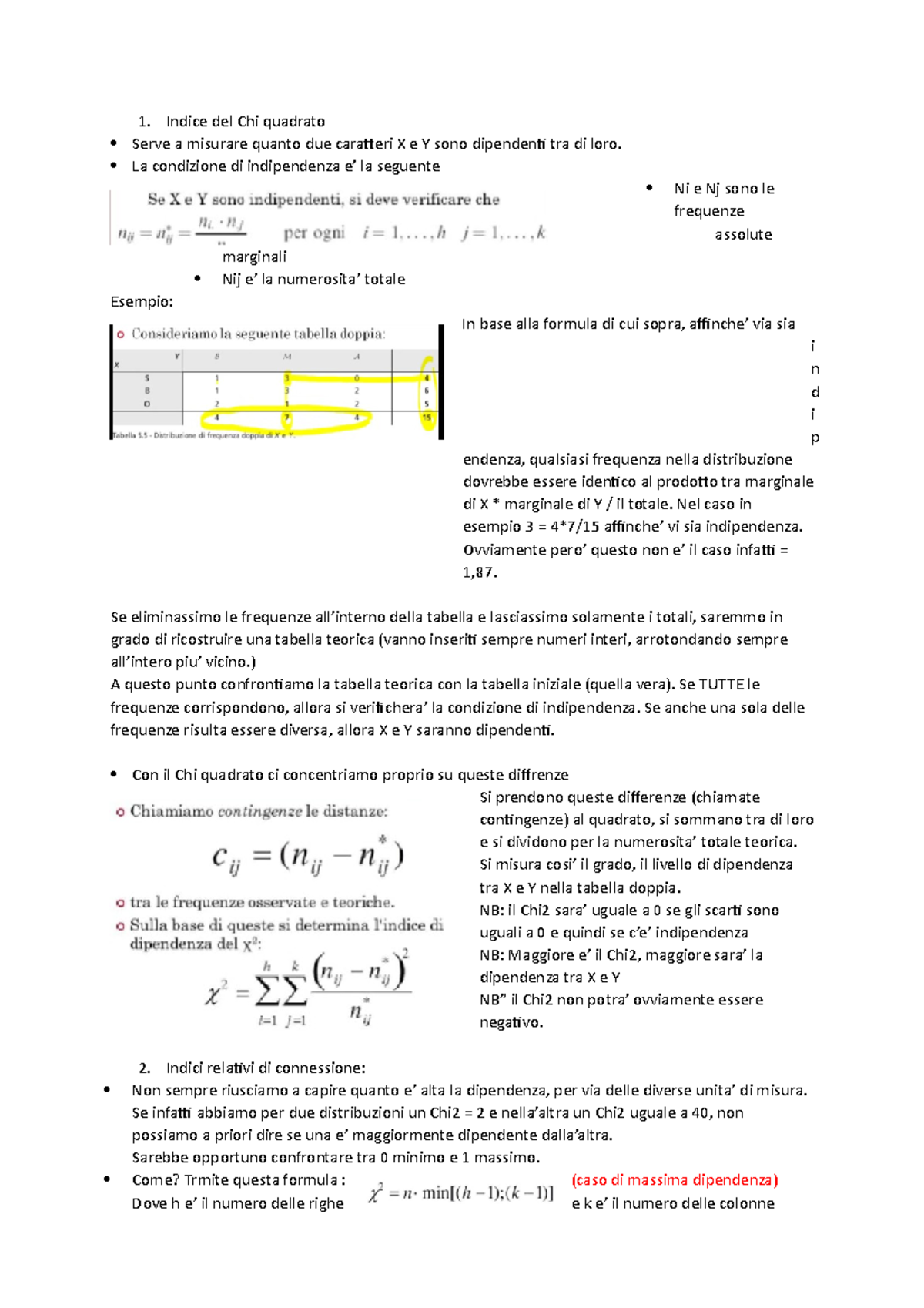 22 - Indice del Chi Quadrato. Dipendenza e indipendenza. Indice ...