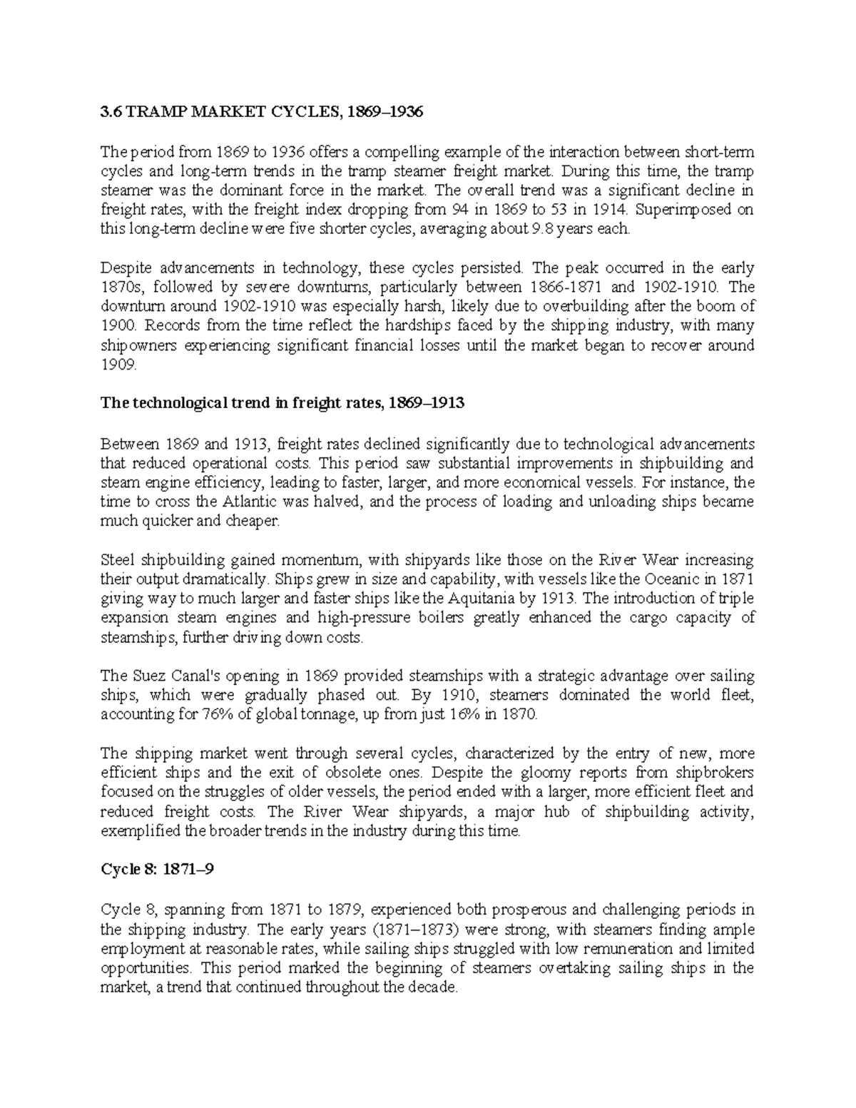 3.6 Tramp Market Cycles, 1869–1936 - 3 TRAMP MARKET CYCLES, 1869– The ...