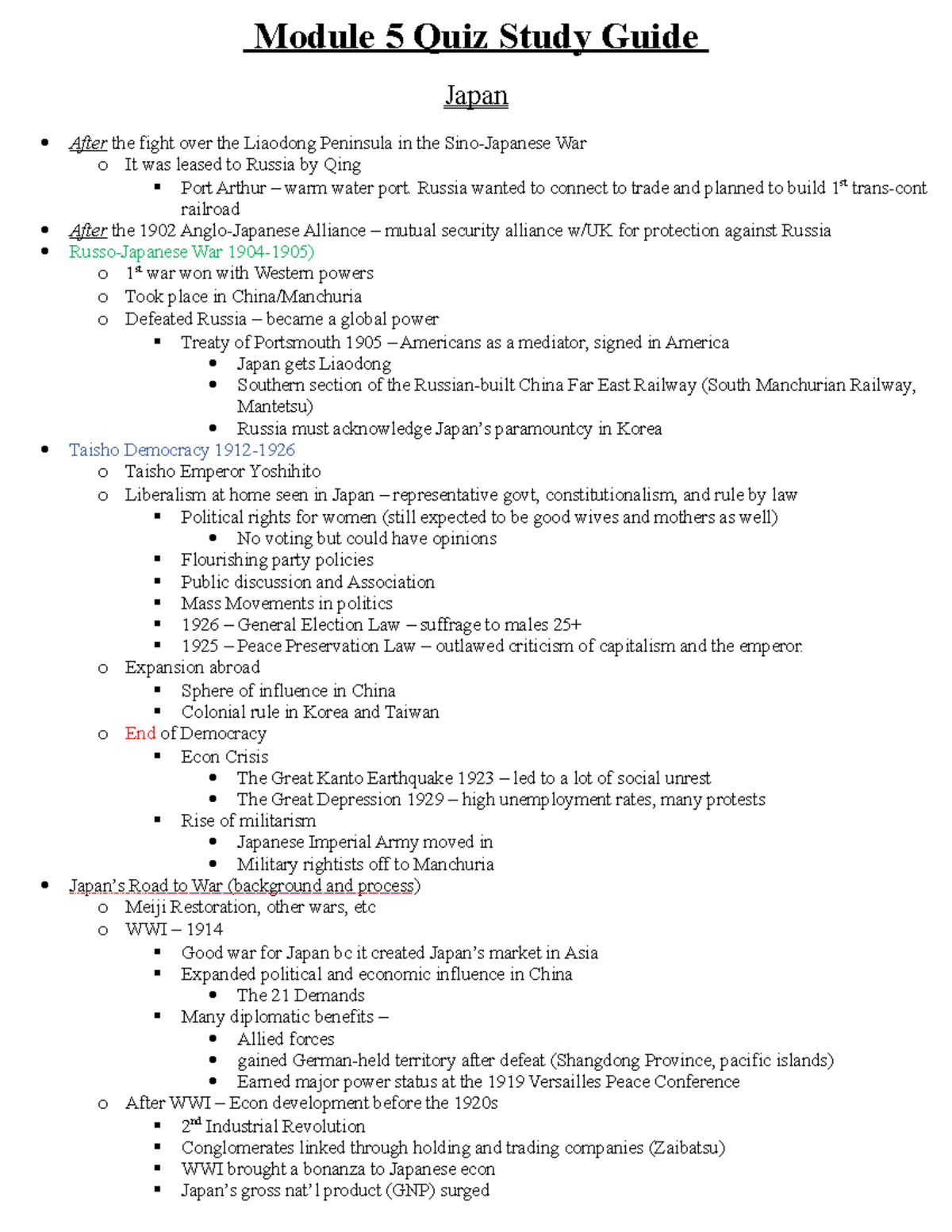 HST 303 Module 5 Lecture Notes and Study Guide - Module 5 Quiz Study ...