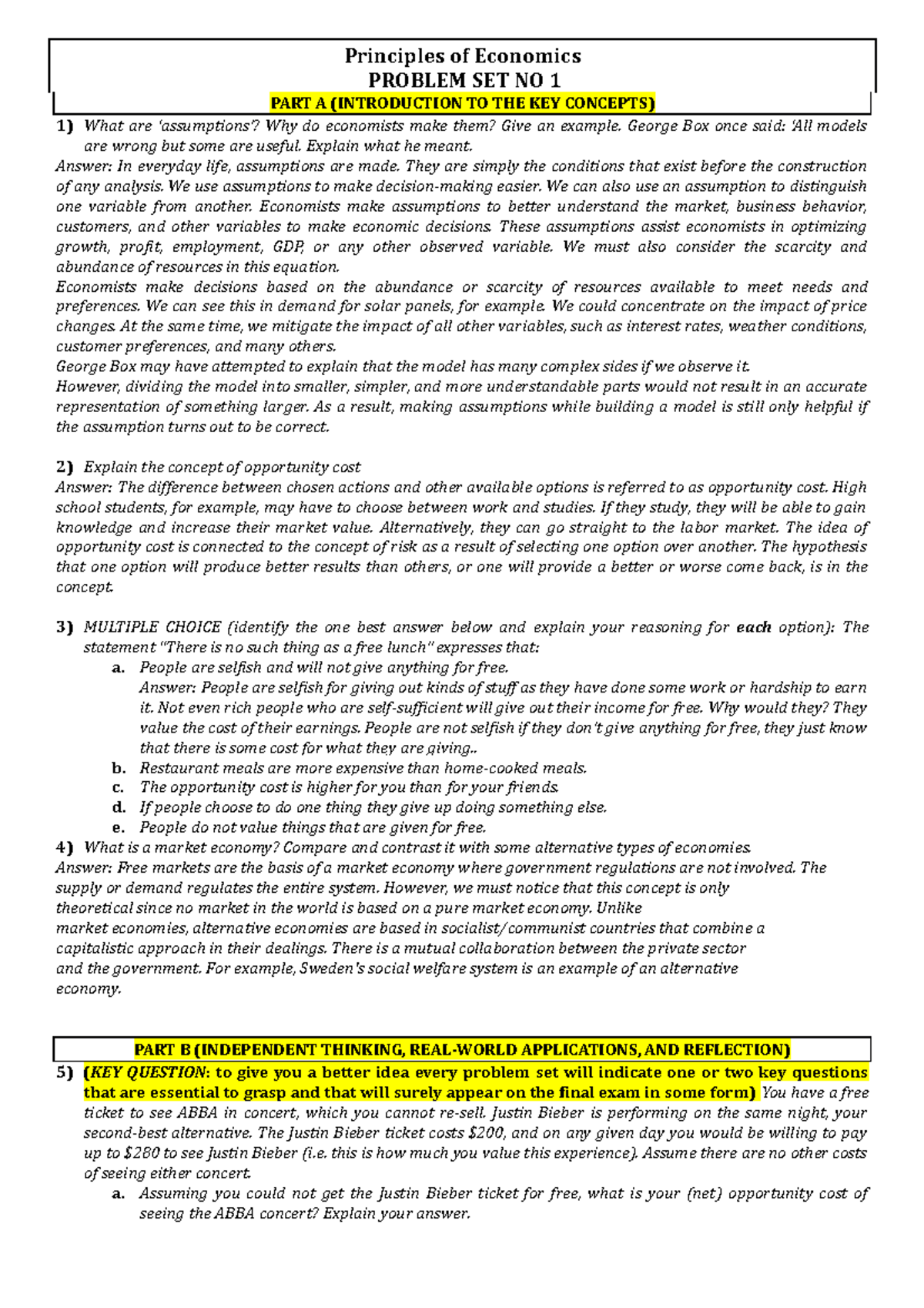 Week 1 assignment - assignmen of week 1 - Principles of Economics ...