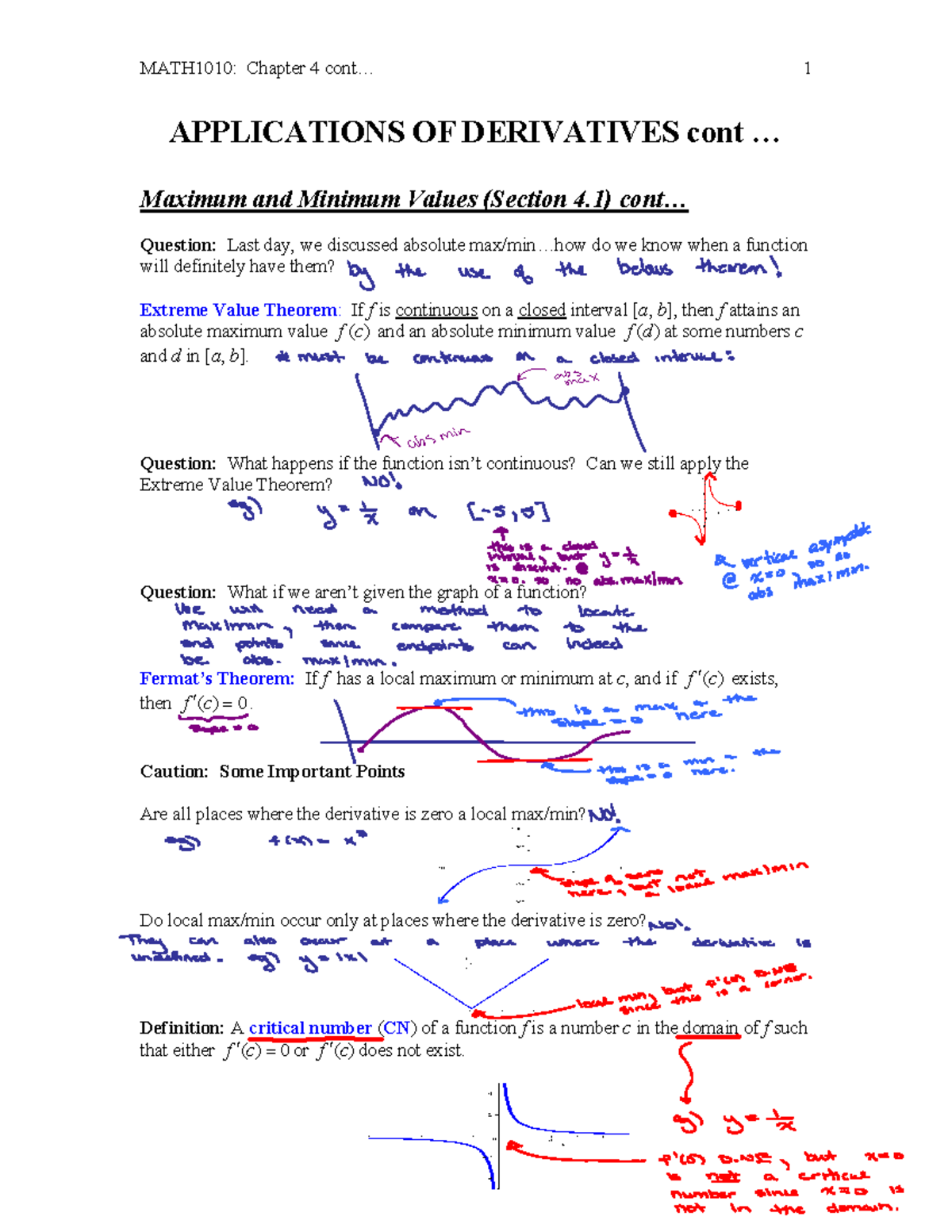 Week 6.2 (4 - notes for regular calc no integral - APPLICATIONS OF ...