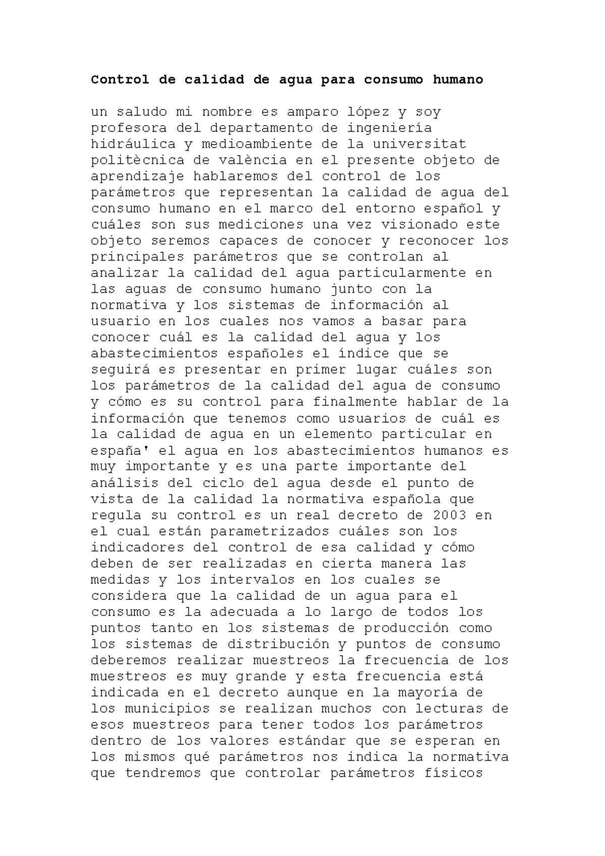 [Spanish (auto-generated)] Calidad de agua parámetros, técnicas y ...
