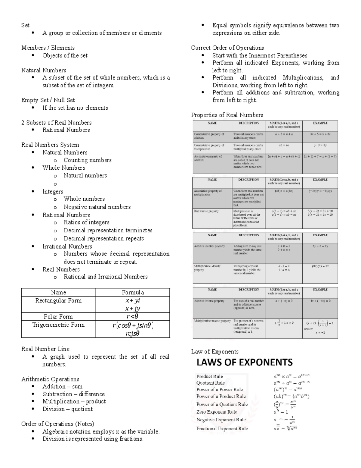 Mathematics for Engineers - Set A group or collection of members or ...