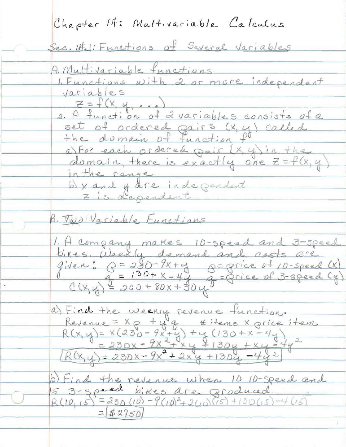 09 Section 14.1 notes - Math 1309 - Studocu
