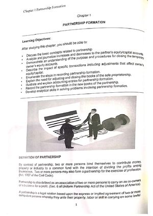 Parcor ( Chapter 1) - summary lessons - Chapter 1 Partnership Formation Chapter 1 PARTNERSHIP ...