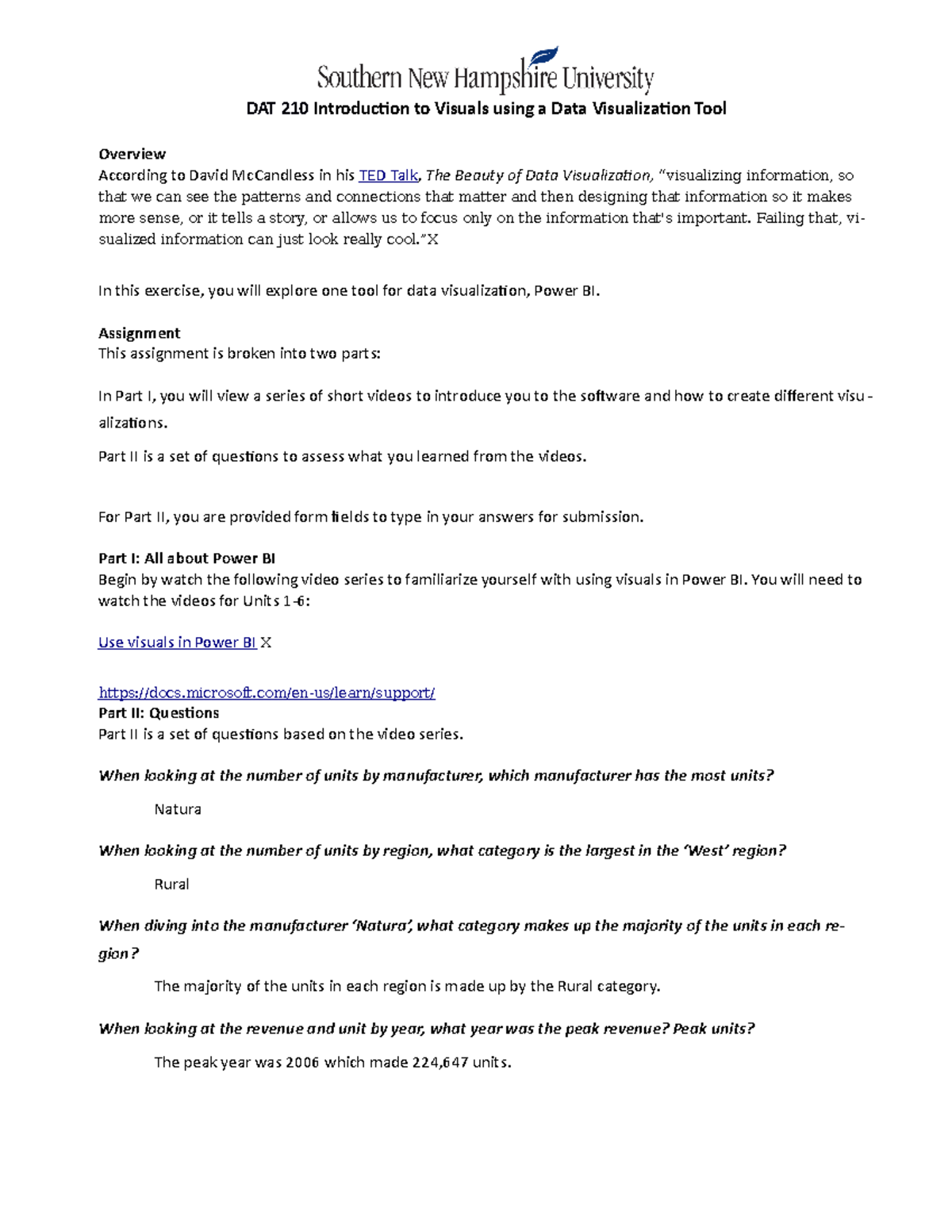 DAT 210 Introduction to Visuals in Power BI - DAT 210 Introduction to Visuals using a Data - Studocu