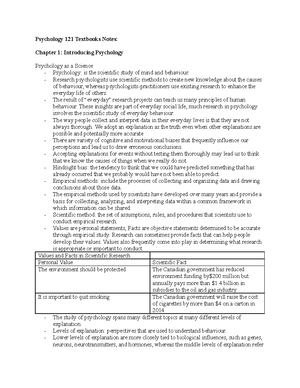 PSY-121 (Study sheet) - Instructor: Lisa Poon - Psychology 121 (Study ...