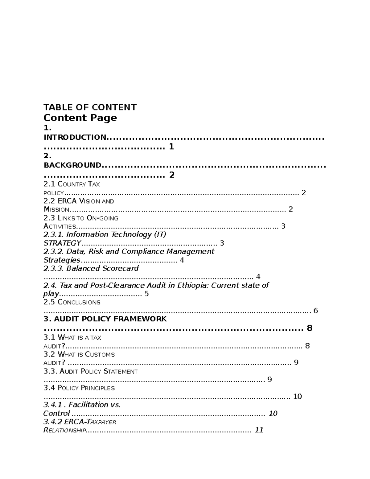Taxation - TABLE OF CONTENT Content Page 1. - Studocu