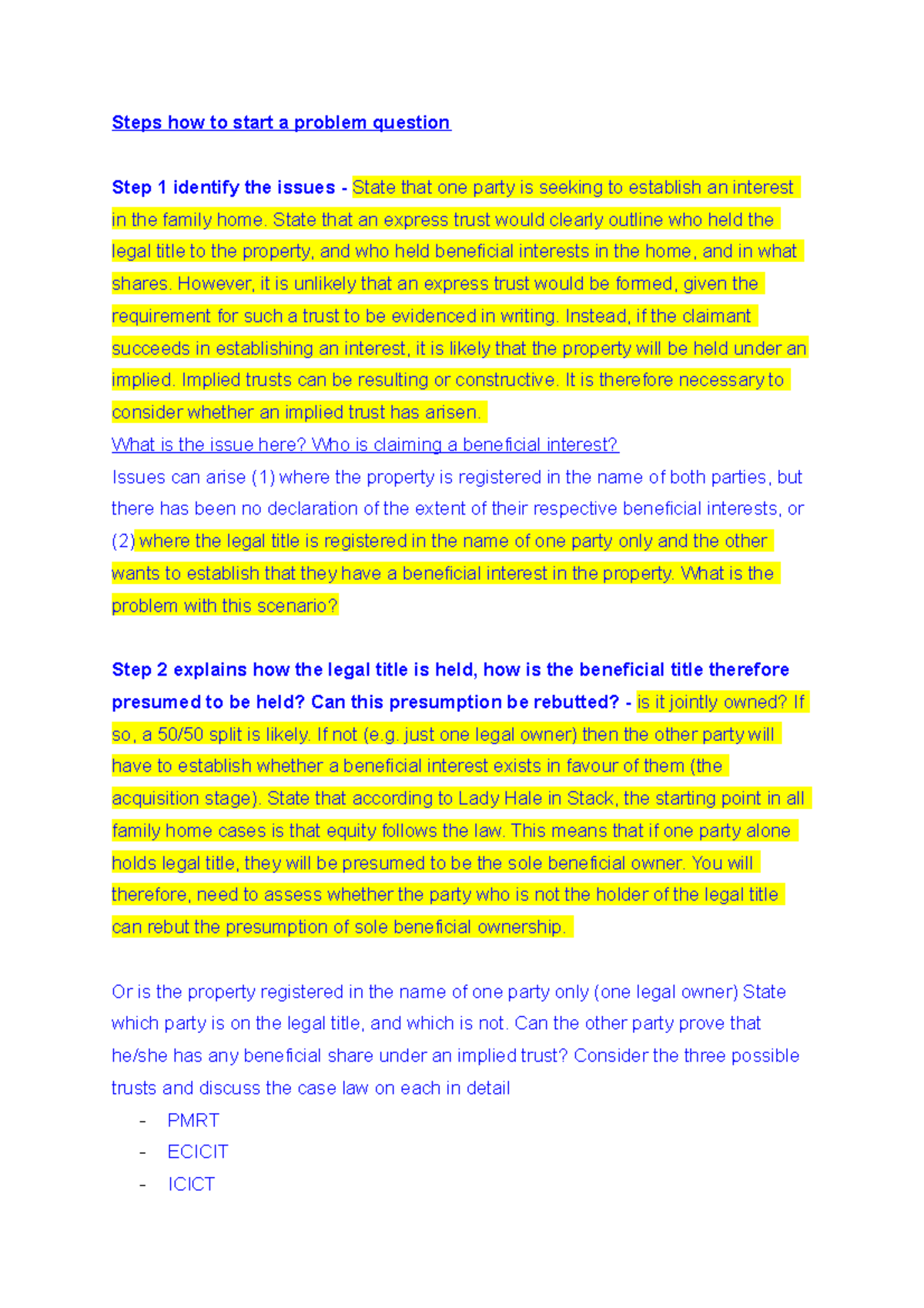 Constructive trust - Foundations for Law - Steps how to start a problem ...