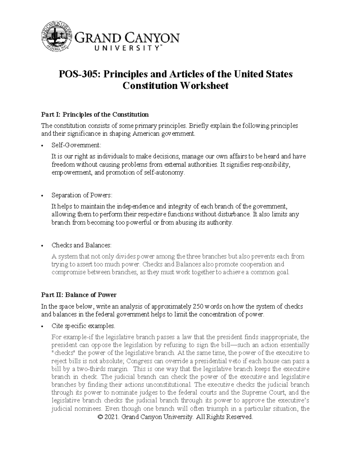 POS-305 T1 Constitution Worksheet - POS-305: Principles and Articles of ...