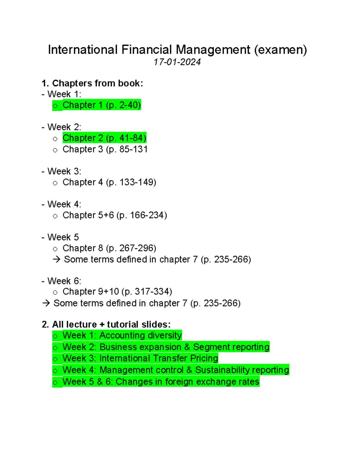 Exam material IFM - International Financial Management (examen) 17-01 ...