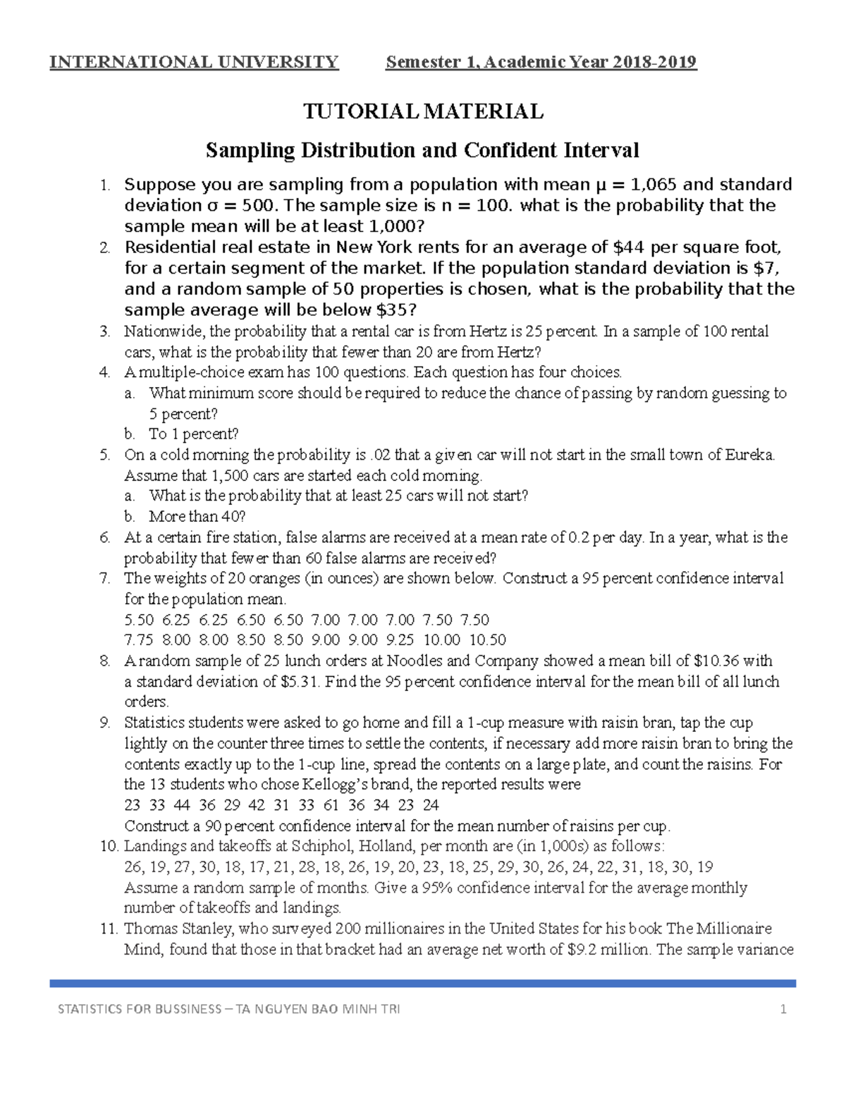 Chap 8 exercises - Practical Exercise for the course - INTERNATIONAL ...