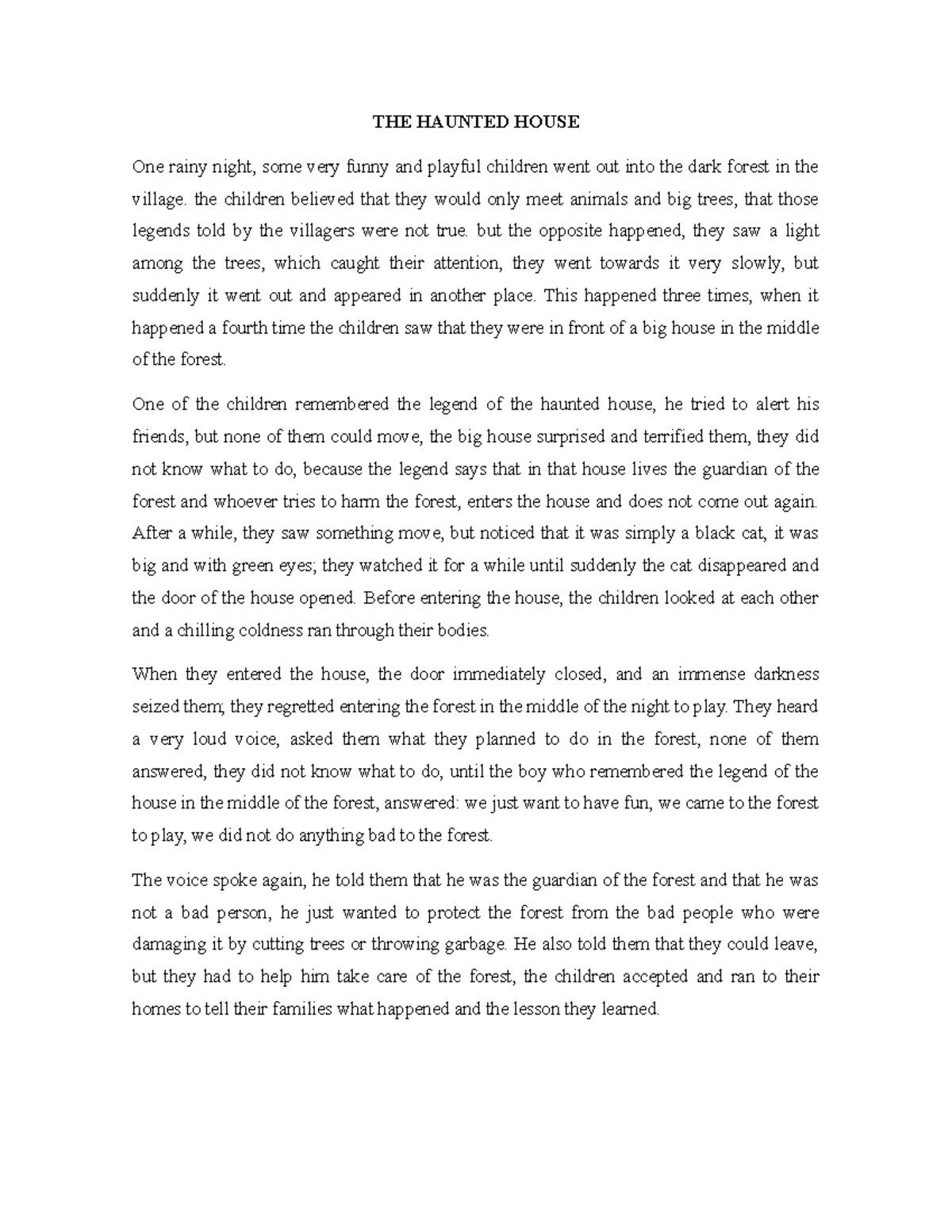 THE Haunted House - ingles - THE HAUNTED HOUSE One rainy night, some ...