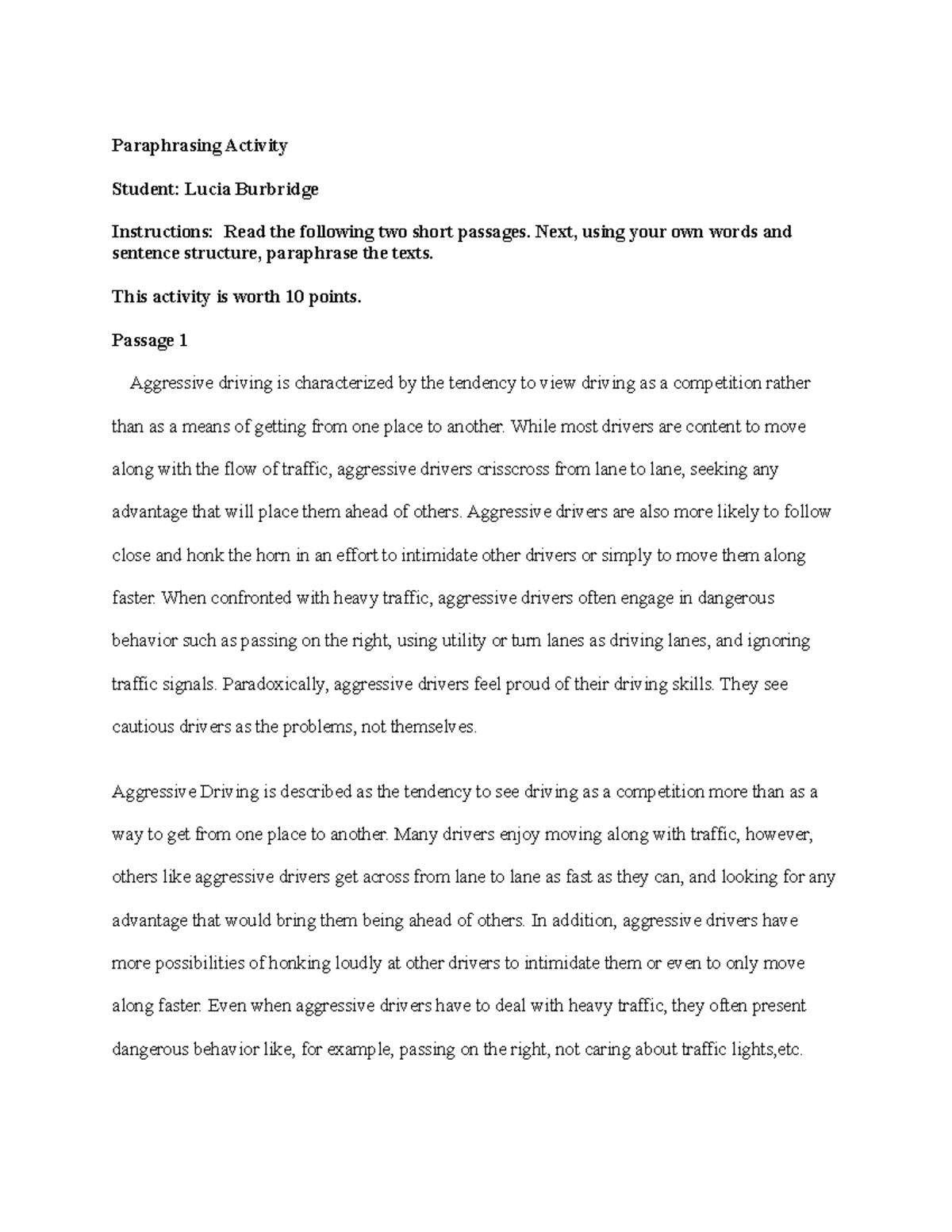 Paraphrasing+Activity - Paraphrasing Activity Student: Lucia Burbridge ...