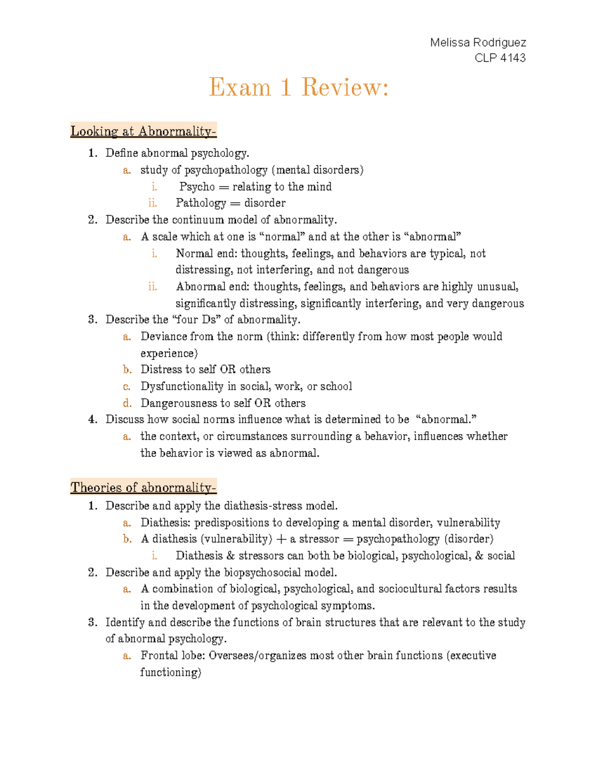 CLP 4143 EXAM 1 Study Guide - CLP 4143 Exam 1 Review: Looking at ...