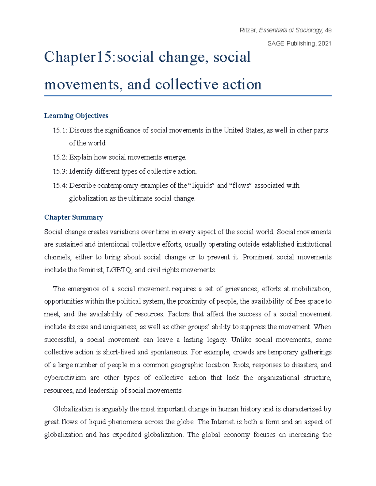 Chapter 15 Social Change, Social Movements, and Collective Action ...