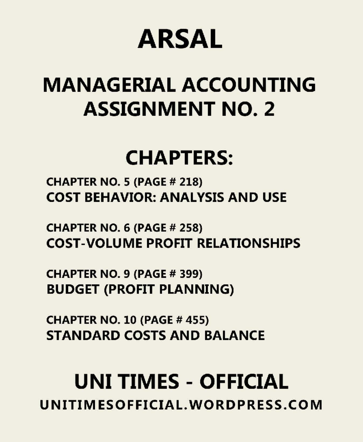 Assignment-02-questions - managerial accounting - Studocu