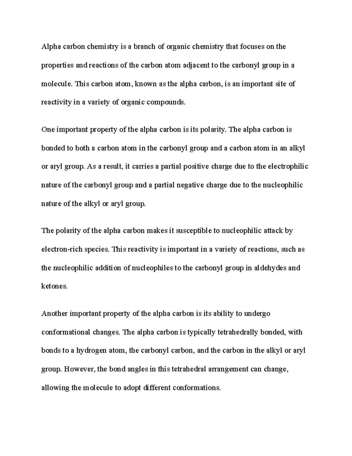 Alpha carbon chemistry lecture notes - Alpha carbon chemistry is a ...