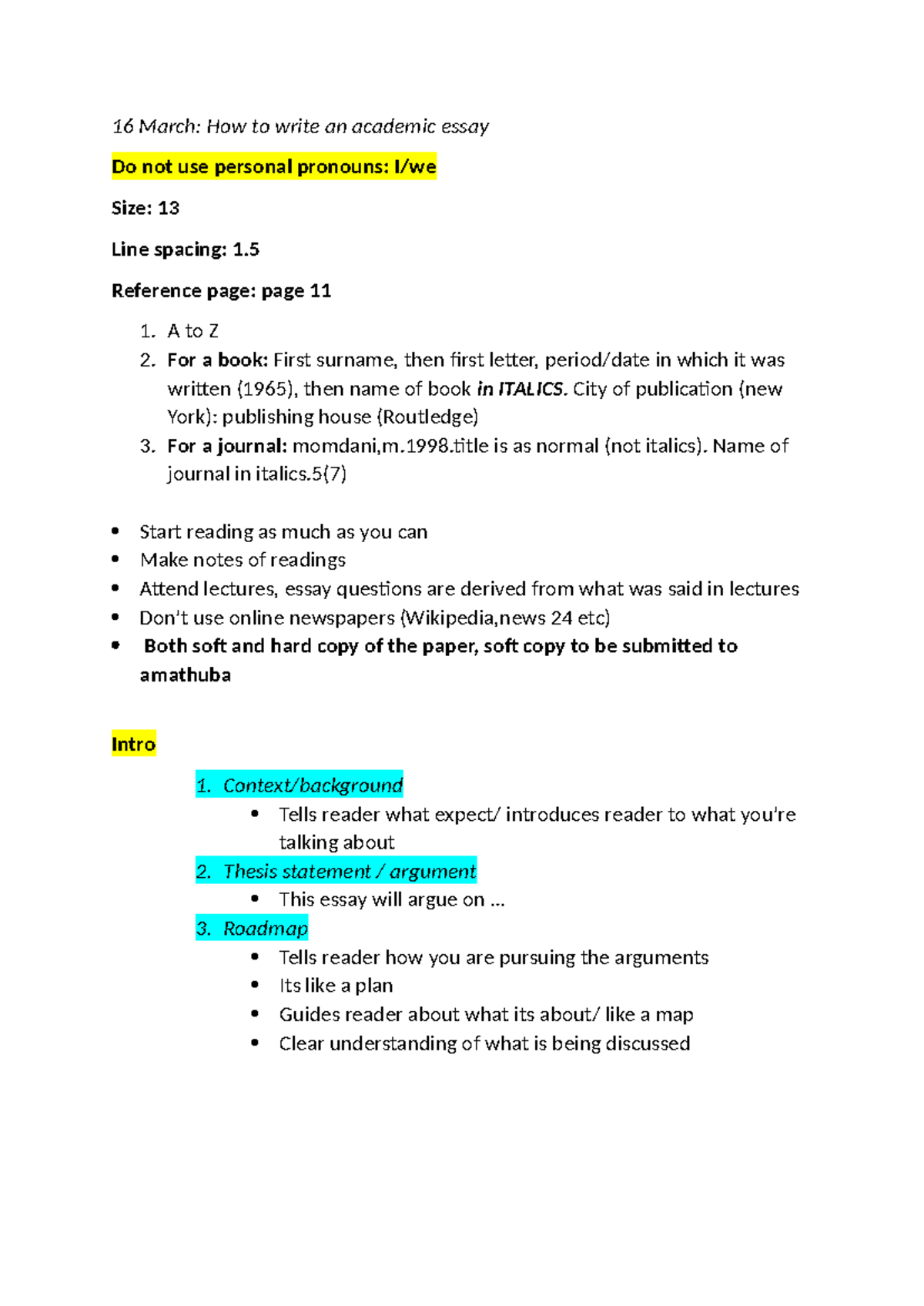 Academic essay points - 16 March: How to write an academic essay Do not ...