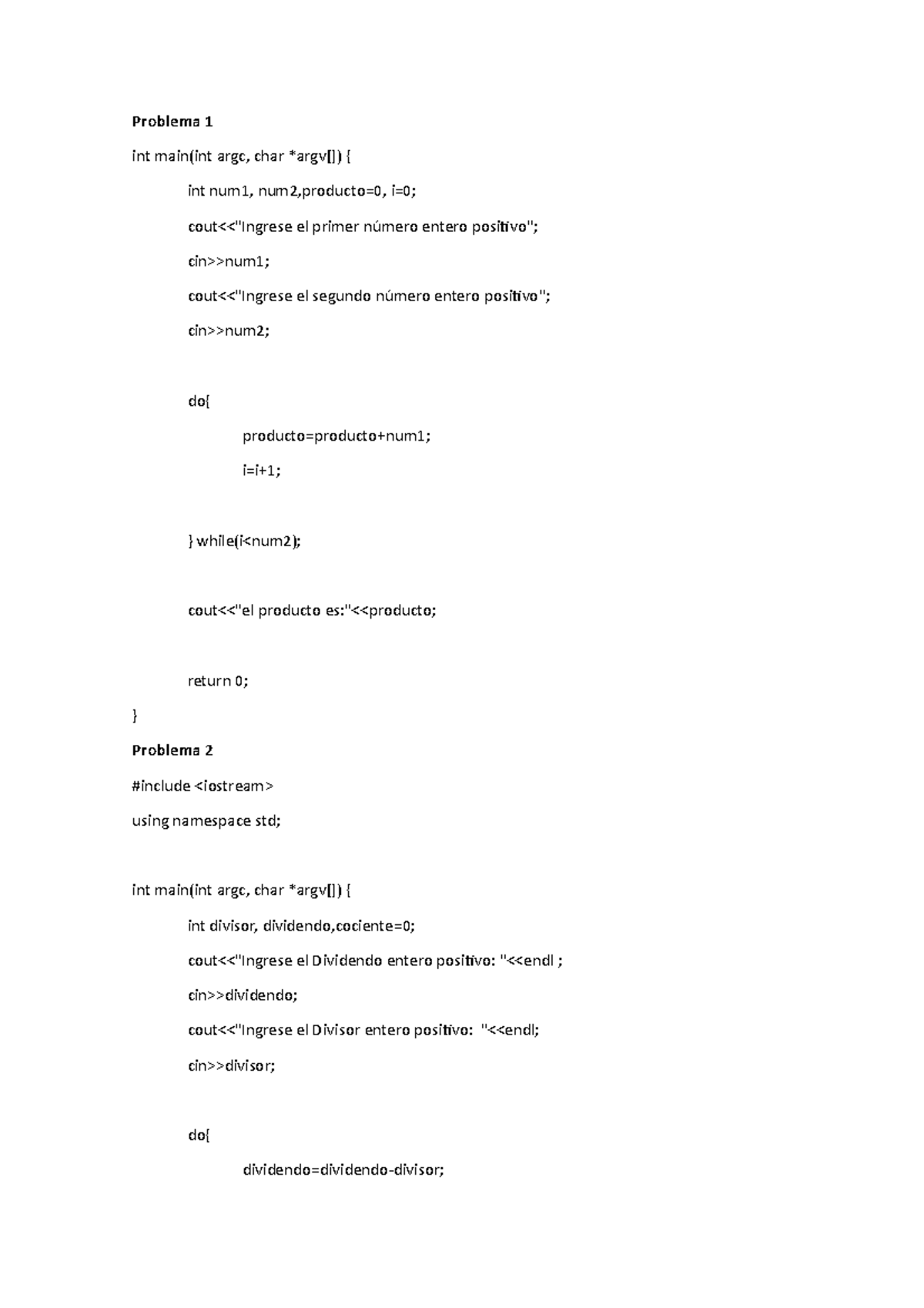 Tarea de progamacion finalizada - Problema 1 int main(int argc, char *argv[]) { int num1, - Studocu