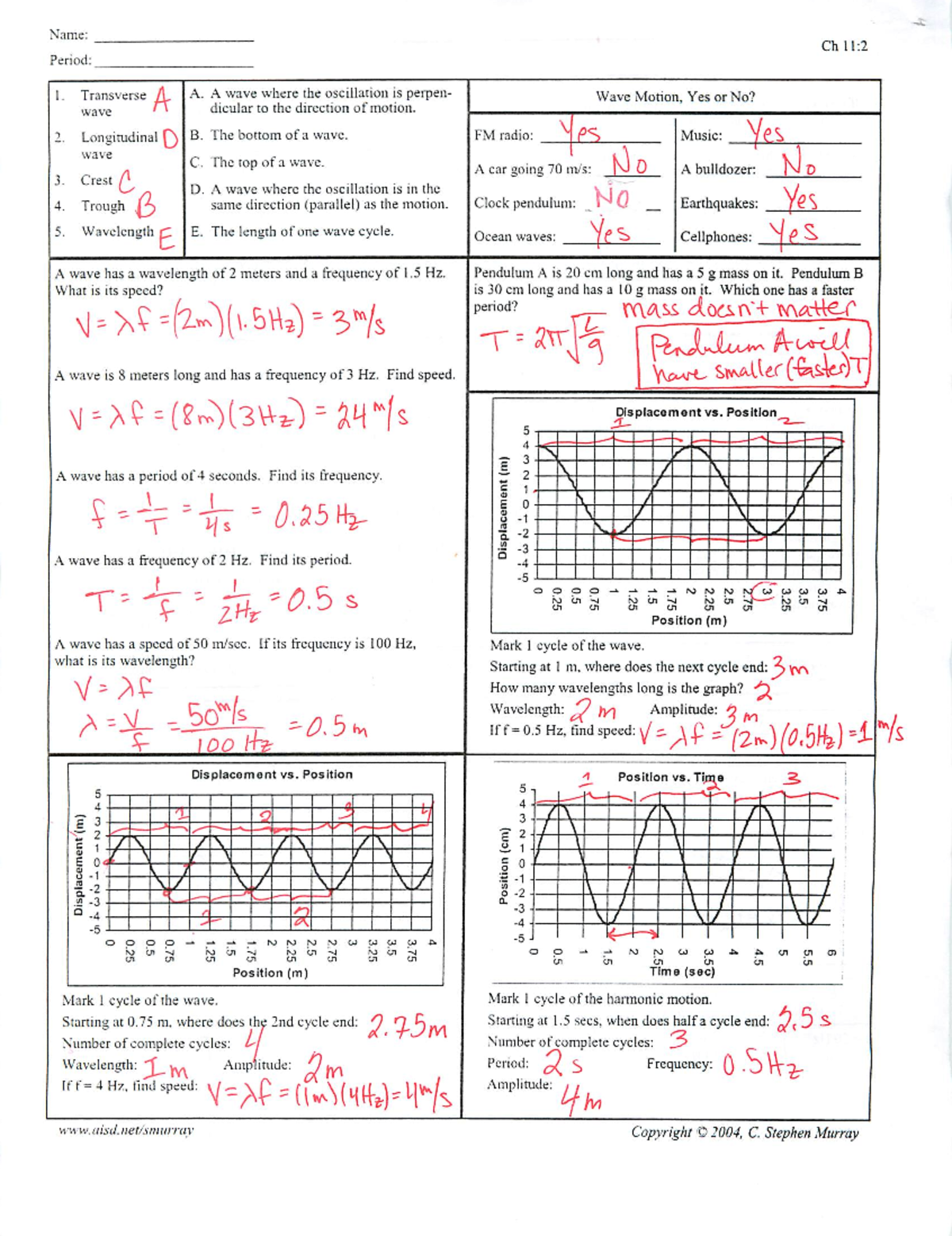 Harmonic Motion review key 1 - 2413 - Studocu