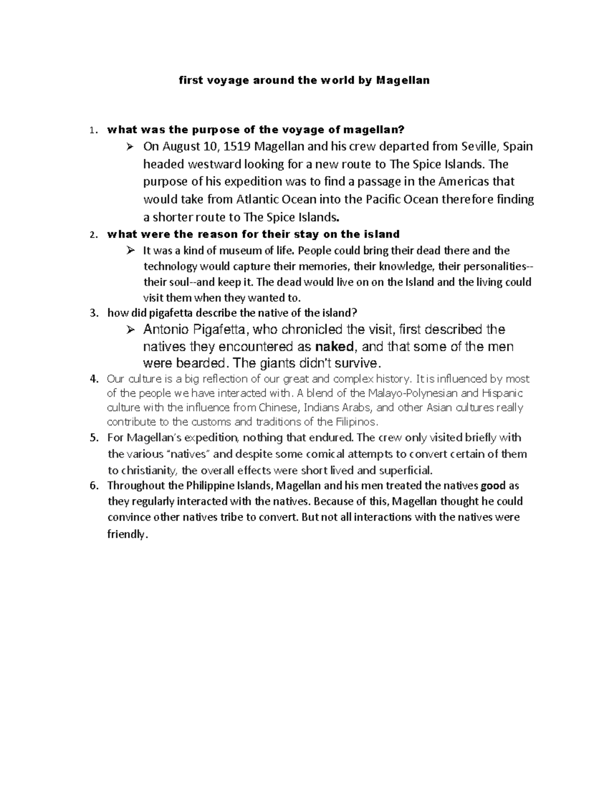 First voyage around the world by Magellan - The purpose of his ...