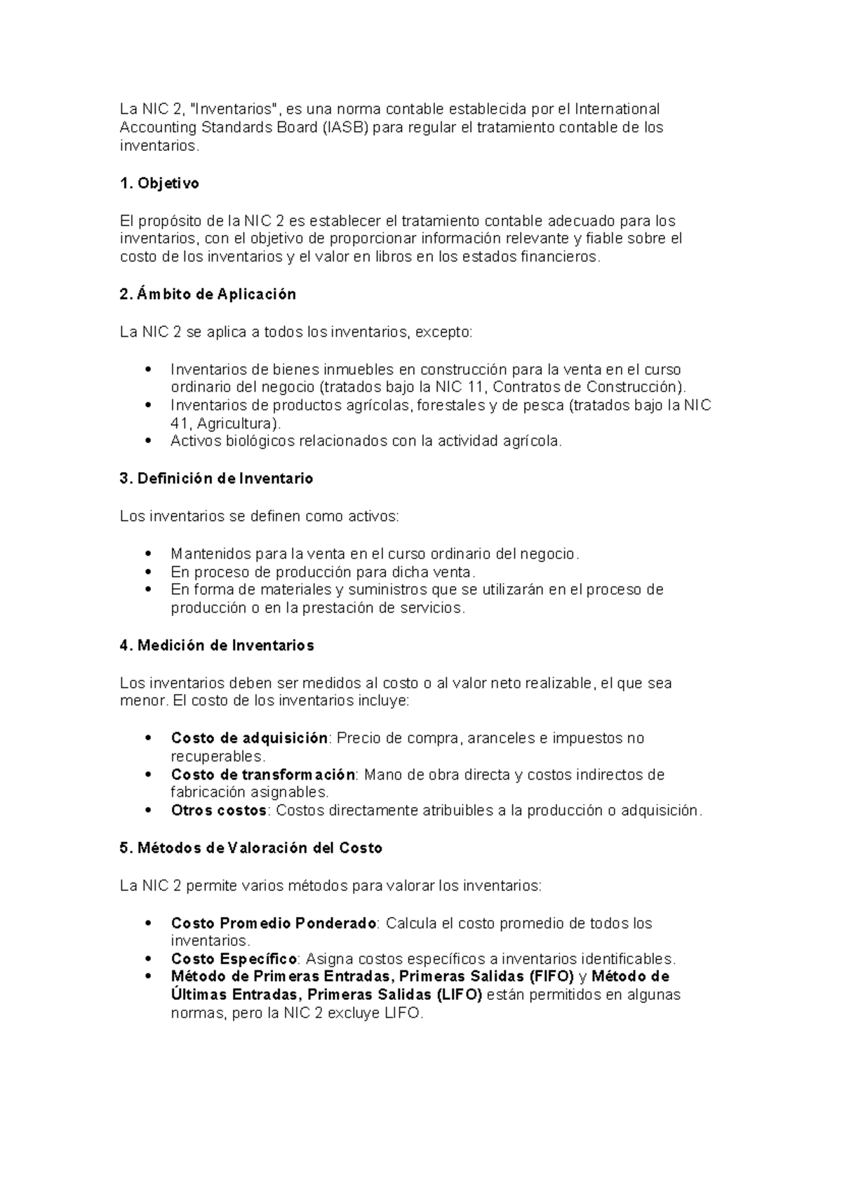 Resumen NIC 2 Y NIC 7 - ANALISIS DE LAS NORMAS DE INFORMACION ...