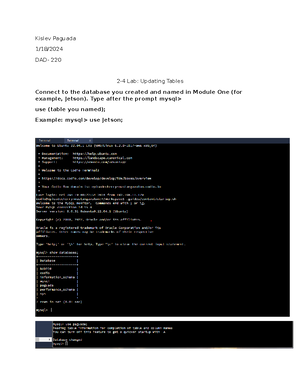 DAD 220 WK3Lab3 - module two - Kislev Paguada 1/24/ DAD- 220 Updated ...