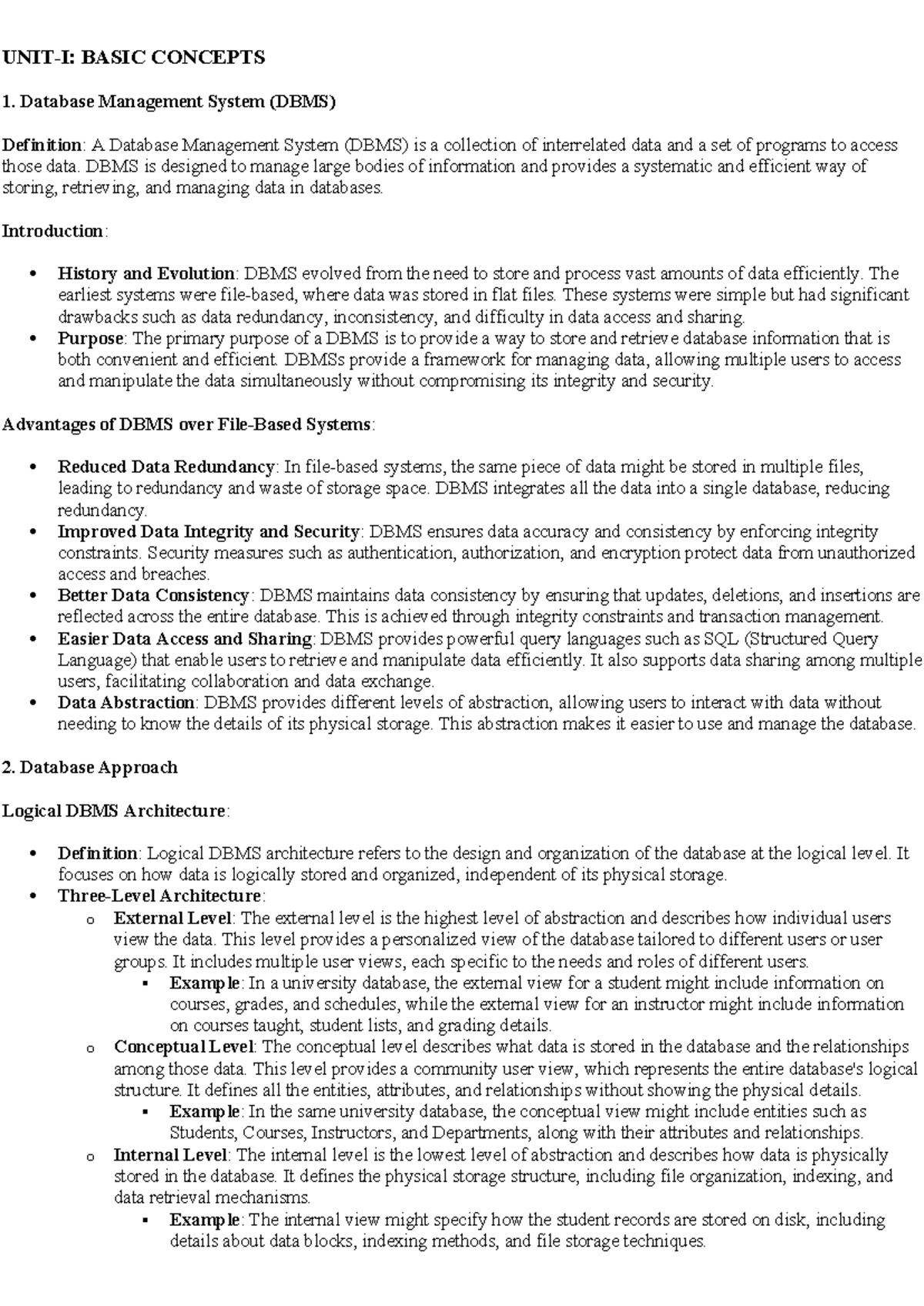 Rdbms Notes - UNIT-I: BASIC CONCEPTS Database Management System (DBMS ...