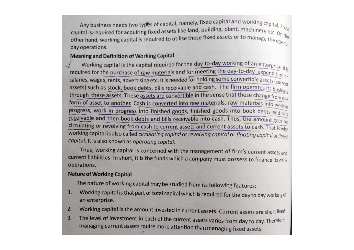 Introduction of working capital - Financial management - Studocu