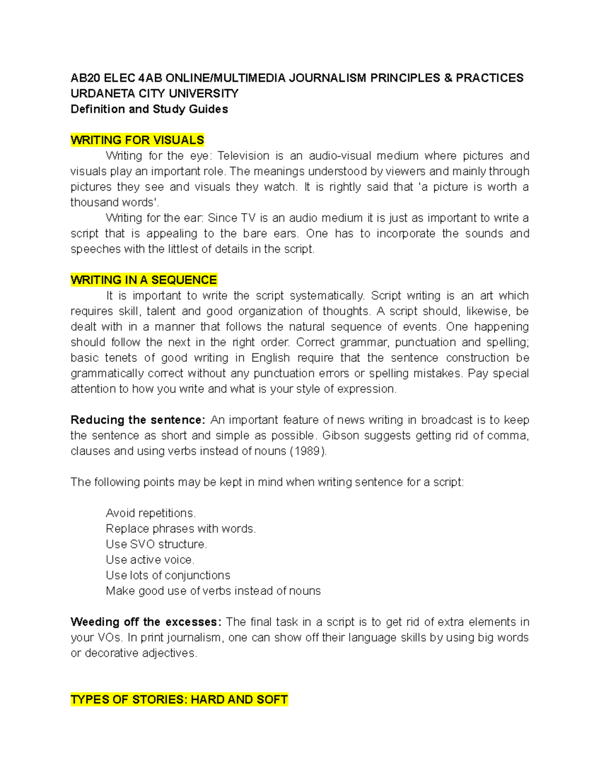 Types OF Stories AND Broadcast Formats ( Journalism) - AB20 ELEC 4AB ...