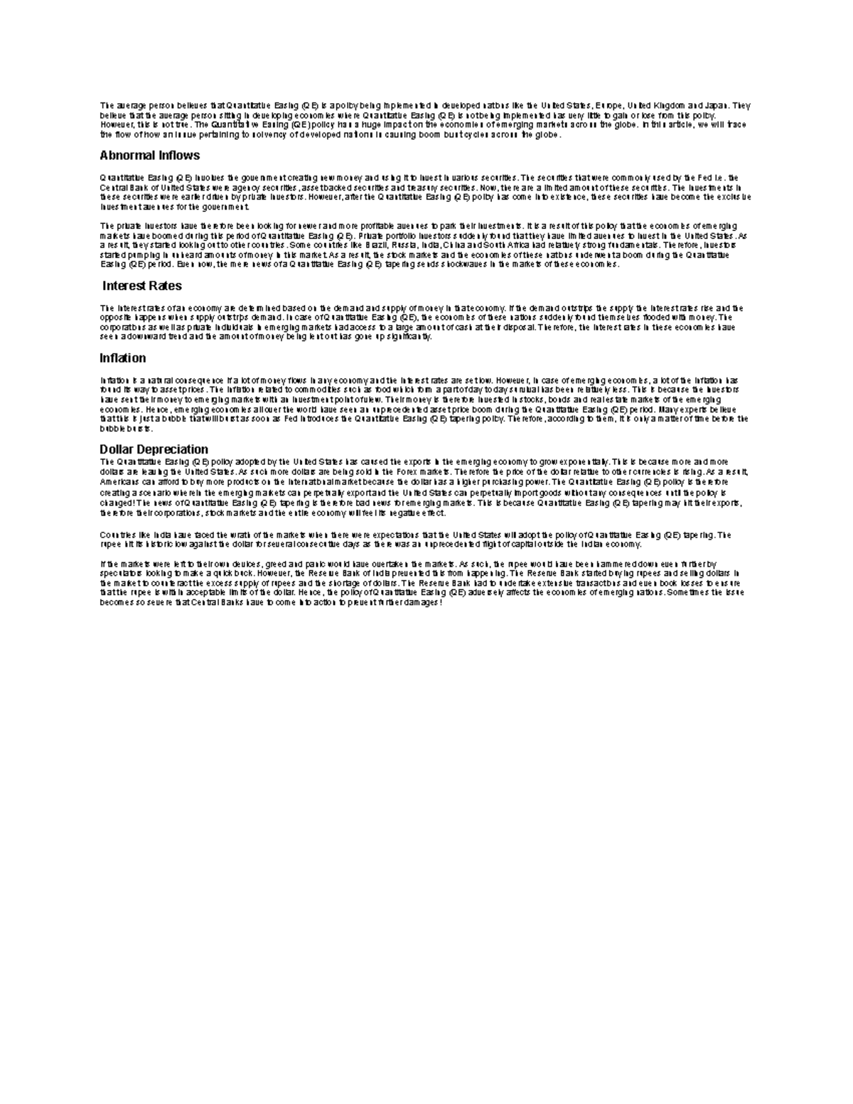 Us qe and emerging markets - The average person believes that ...