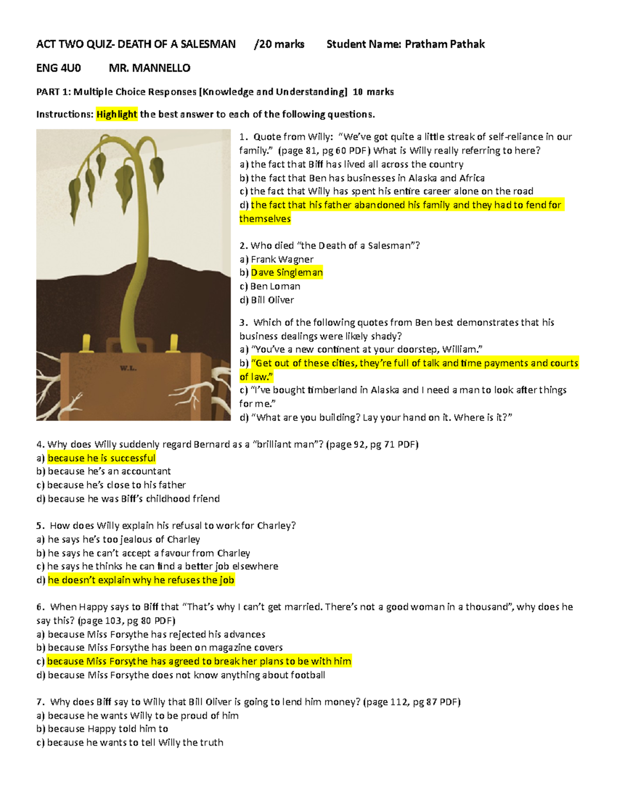 DOAS QUIZ ACT TWO 2021 - Quiz Document - ACT TWO QUIZ- DEATH OF A ...
