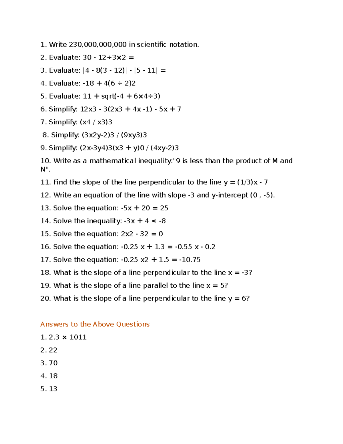 MATH (Algebra) Questions with Answers - Write 230,000,000,000 in ...