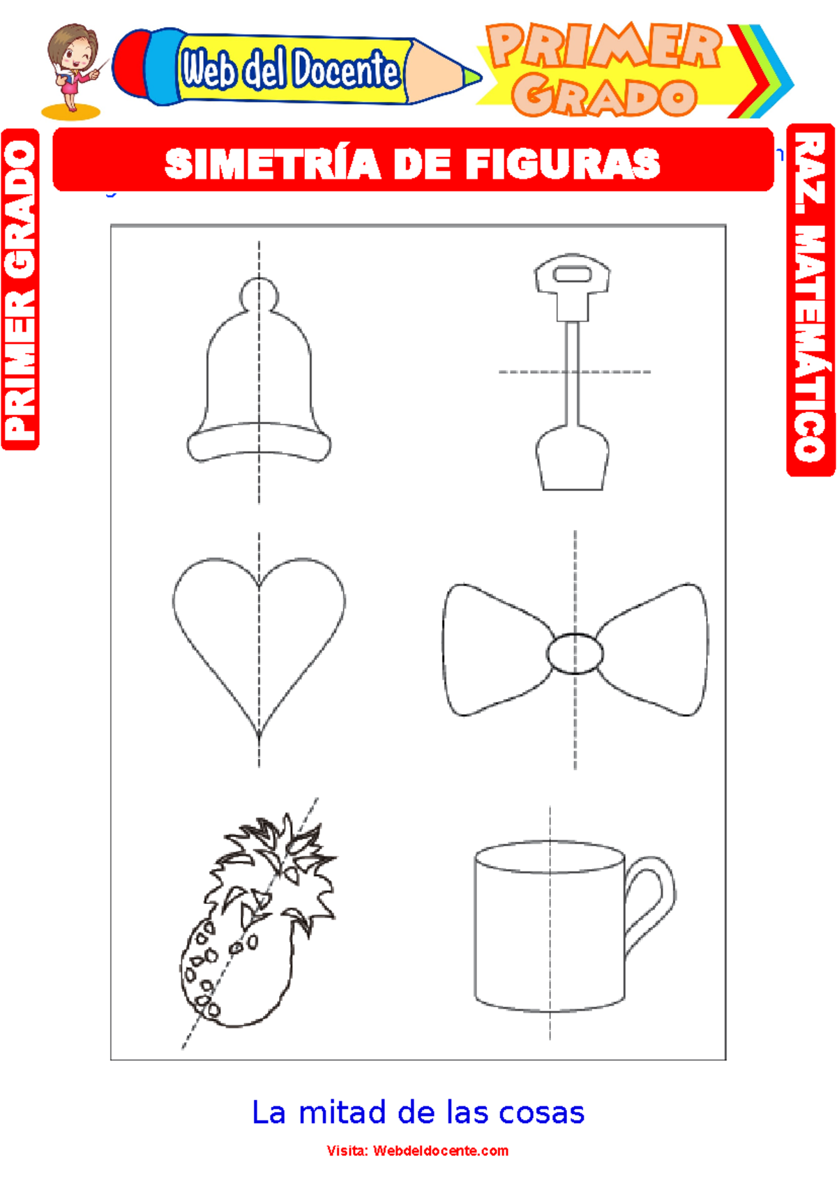 Simetría de Figuras para Primer Grado de Primaria - 1. Colorea las ...