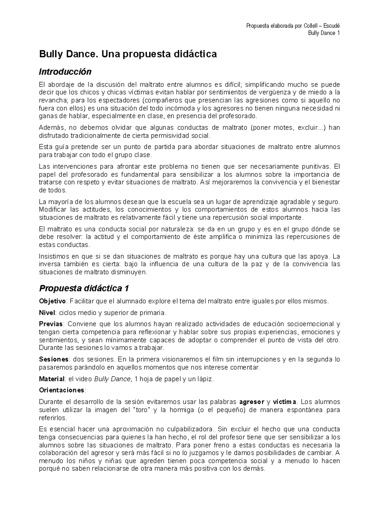 Bully Dance - Didáctico - Bully Dance 1 Bully Dance. Una propuesta did ...