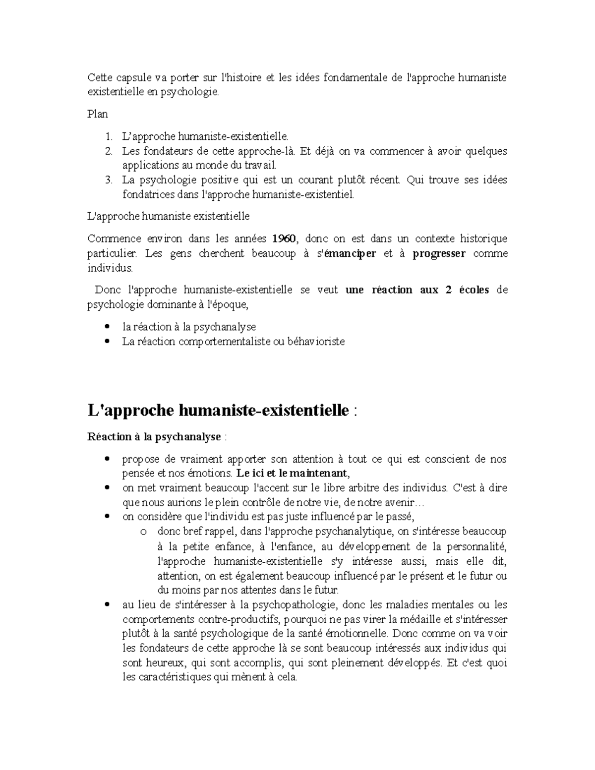 Note 1 bloc c humaniste-existentielle - Cette capsule va porter sur l ...