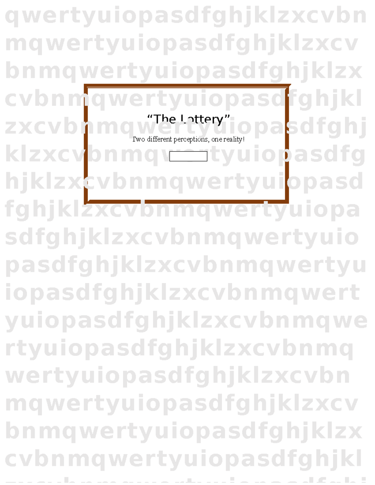 The Lottery Essay - Grade: A - qwertyuiopasdfghjklzxcvbn ...